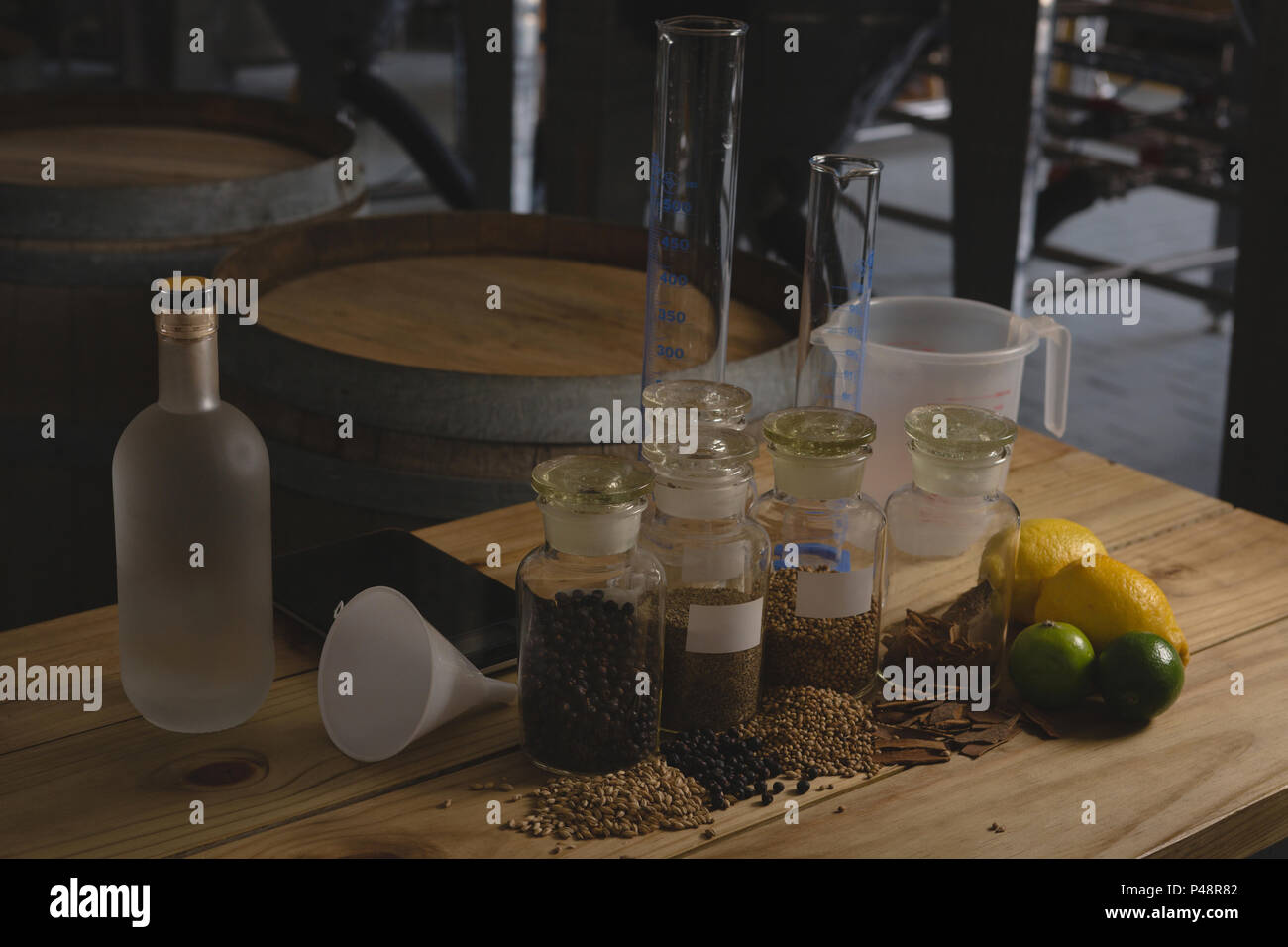 Lemon and spices ingredients on table Stock Photo - Alamy