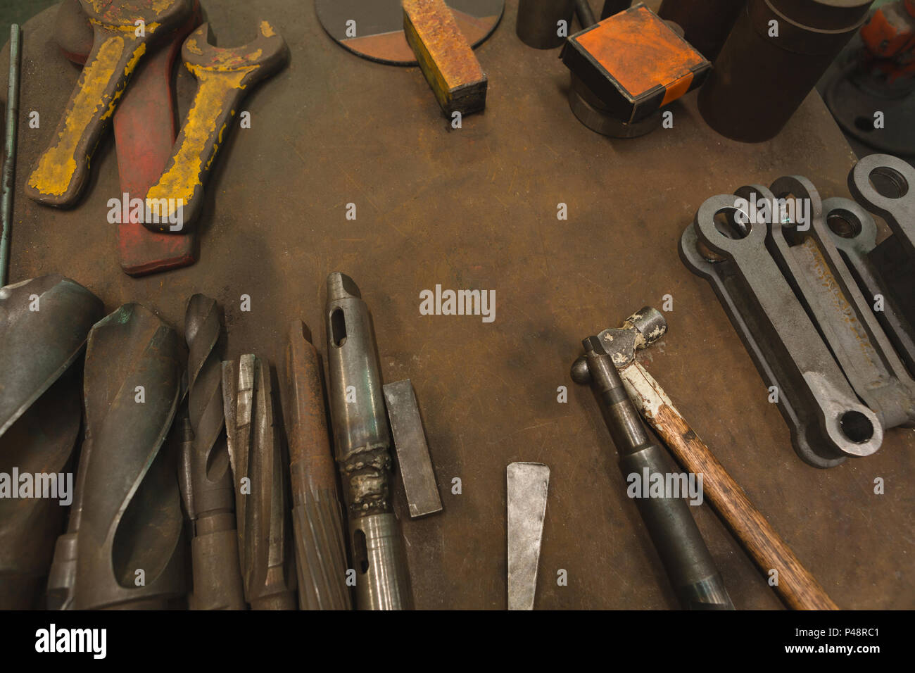 Various work tools on worktop Stock Photo - Alamy