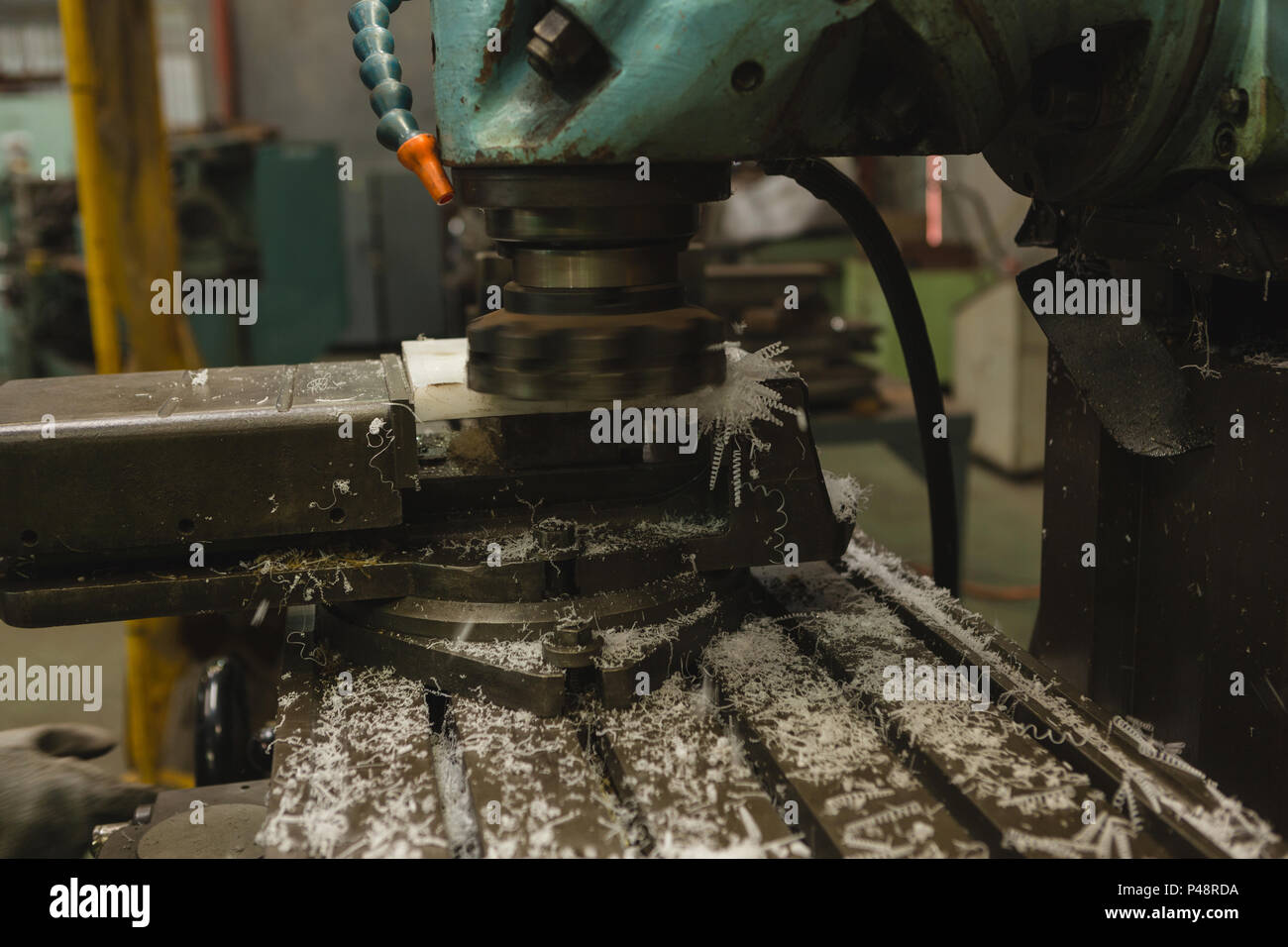 Waste material of plastic being cut into the milling machine Stock ...