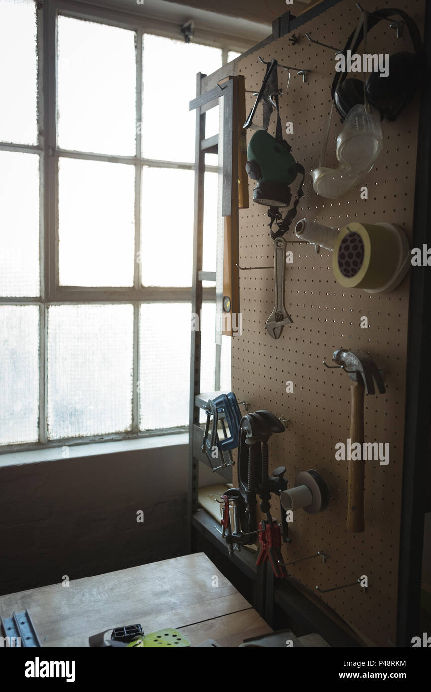 Variety of work tools in display Stock Photo - Alamy