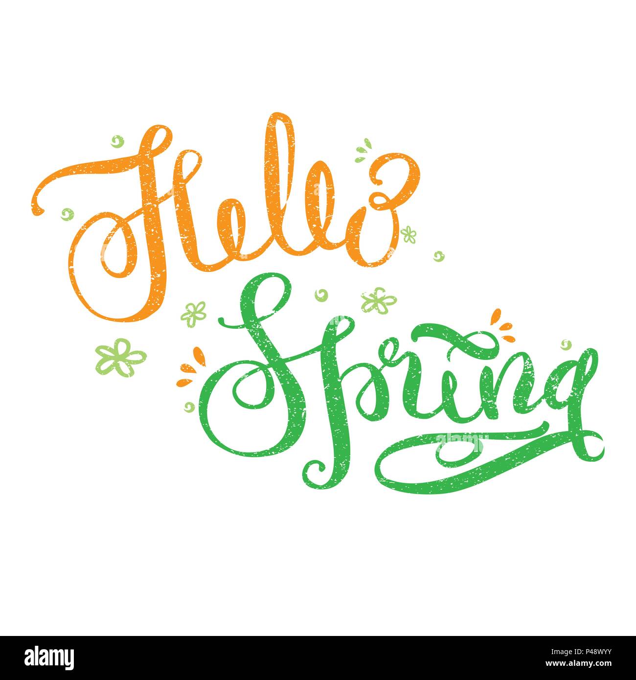 Hello Spring - hand drawn lettering. Perfect brush typography for cards ...