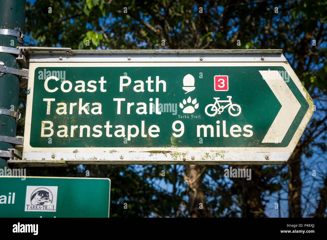 Signs in Bideford North Devon UK showing directions for walkers and ...
