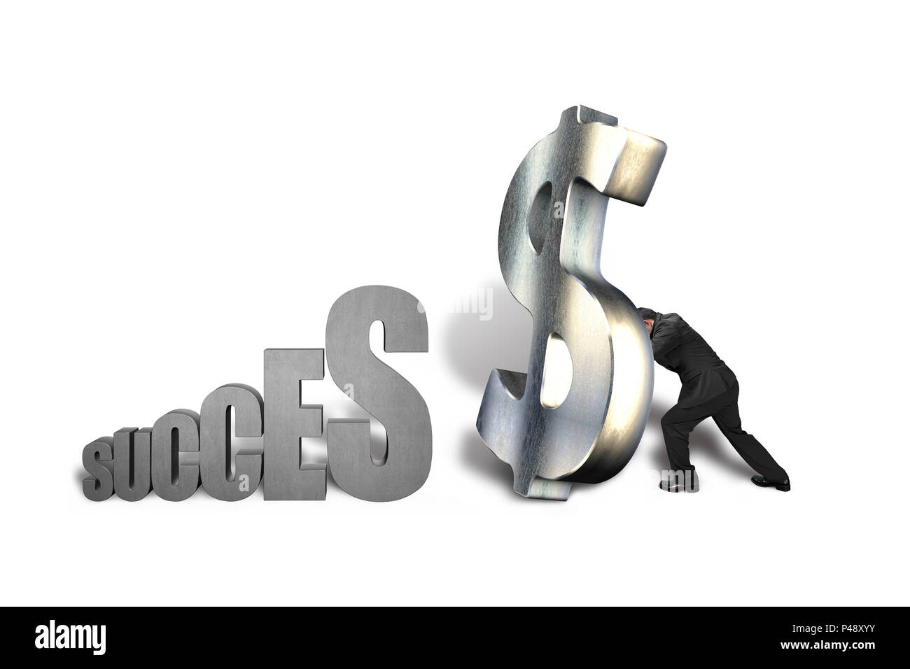 Standing large money symbol for success isolated in white background ...