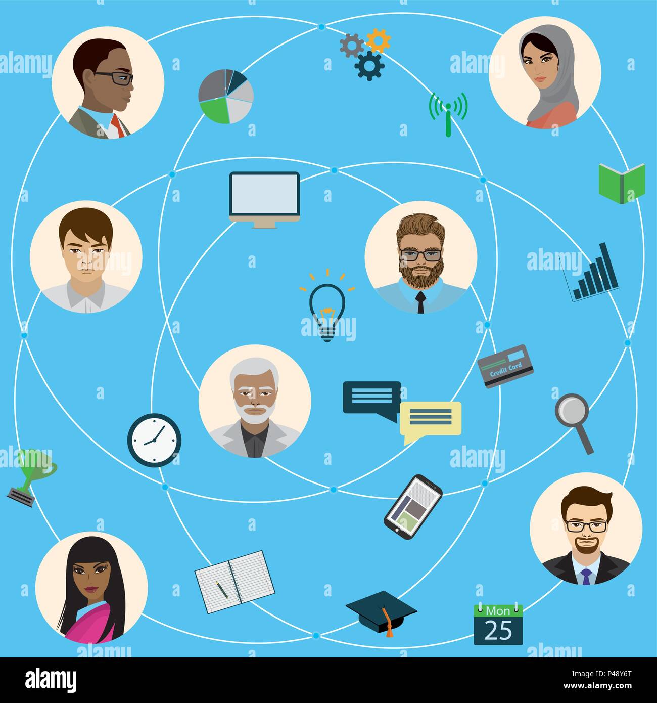 Communication between business people or office worker and business ...