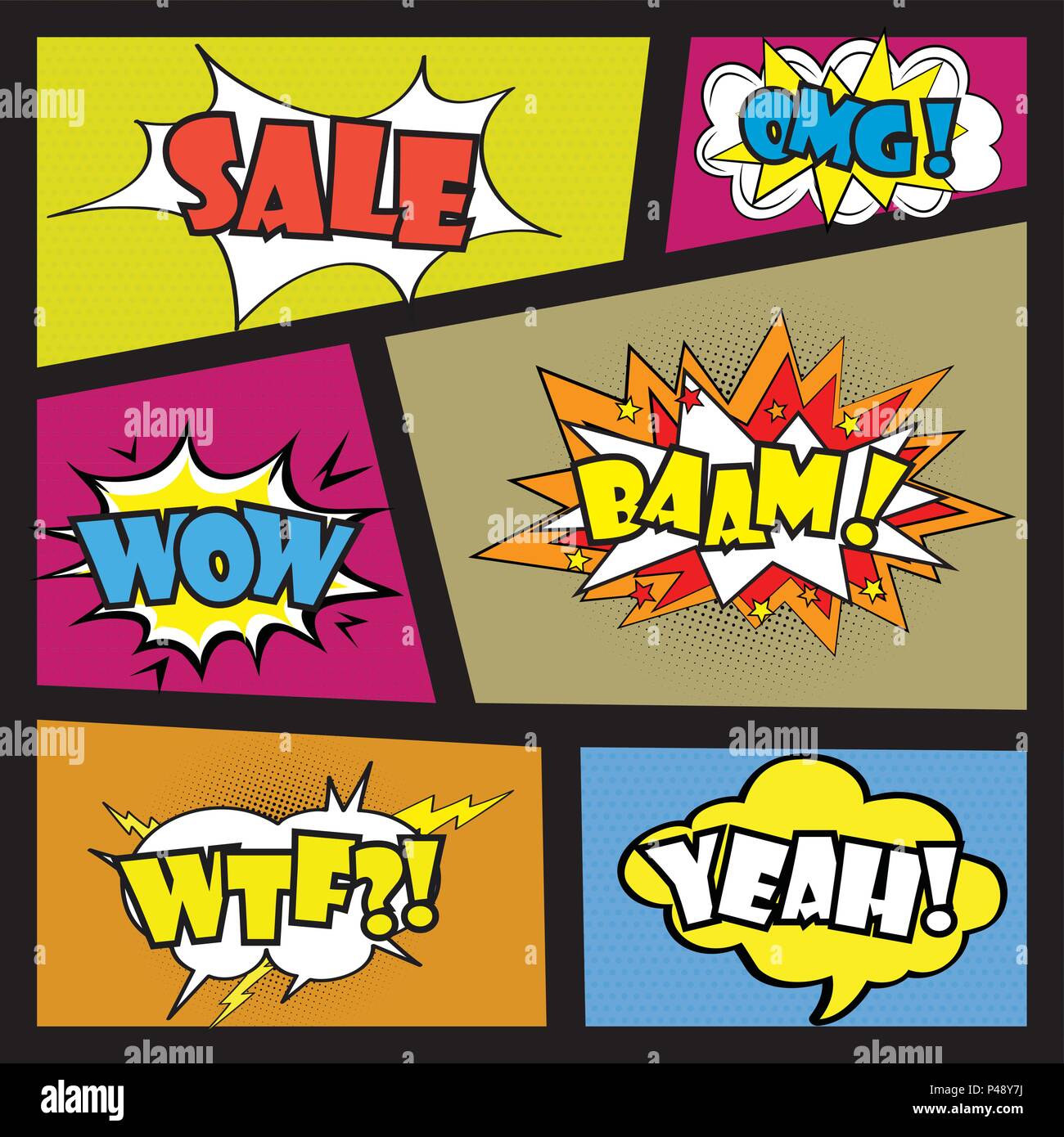 Comics speech bubble with expressions stickers set,stock vector ...