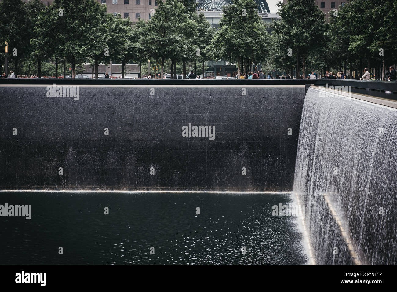 9/11 Memorial South Pool in New York. Each pool holds 480,000 gallons ...