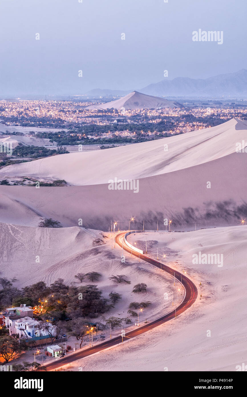 City of Ica viewed from Huacachina. Ica, Department of Ica, Peru Stock ...