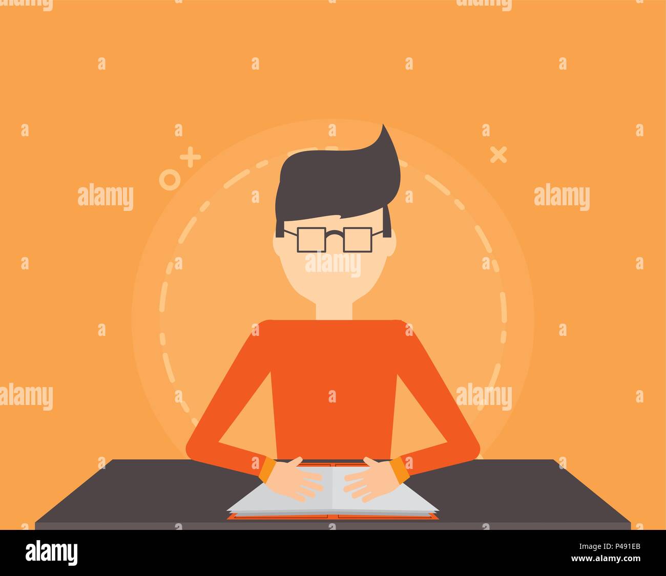 avatar man reading a book over orange background, colorful design ...