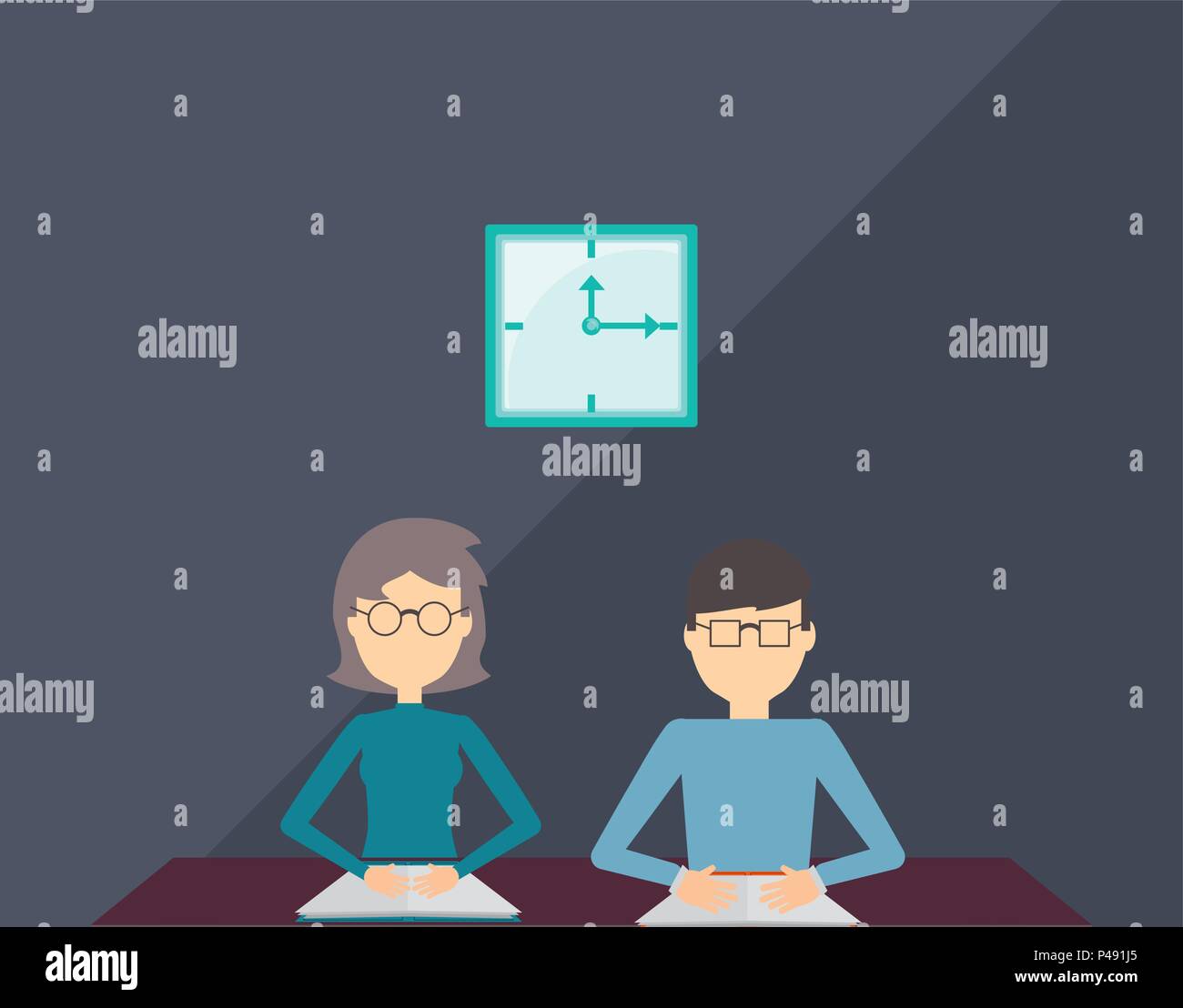 avatar man and woman reading books over gray background, colorful ...