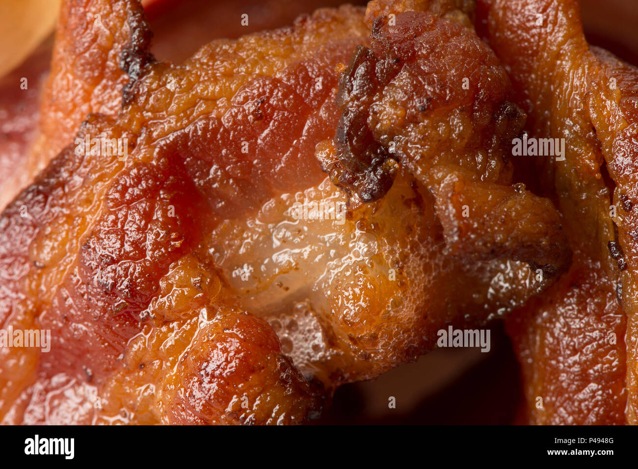 Closeup of Cooked Bacon, showing texture Stock Photo - Alamy