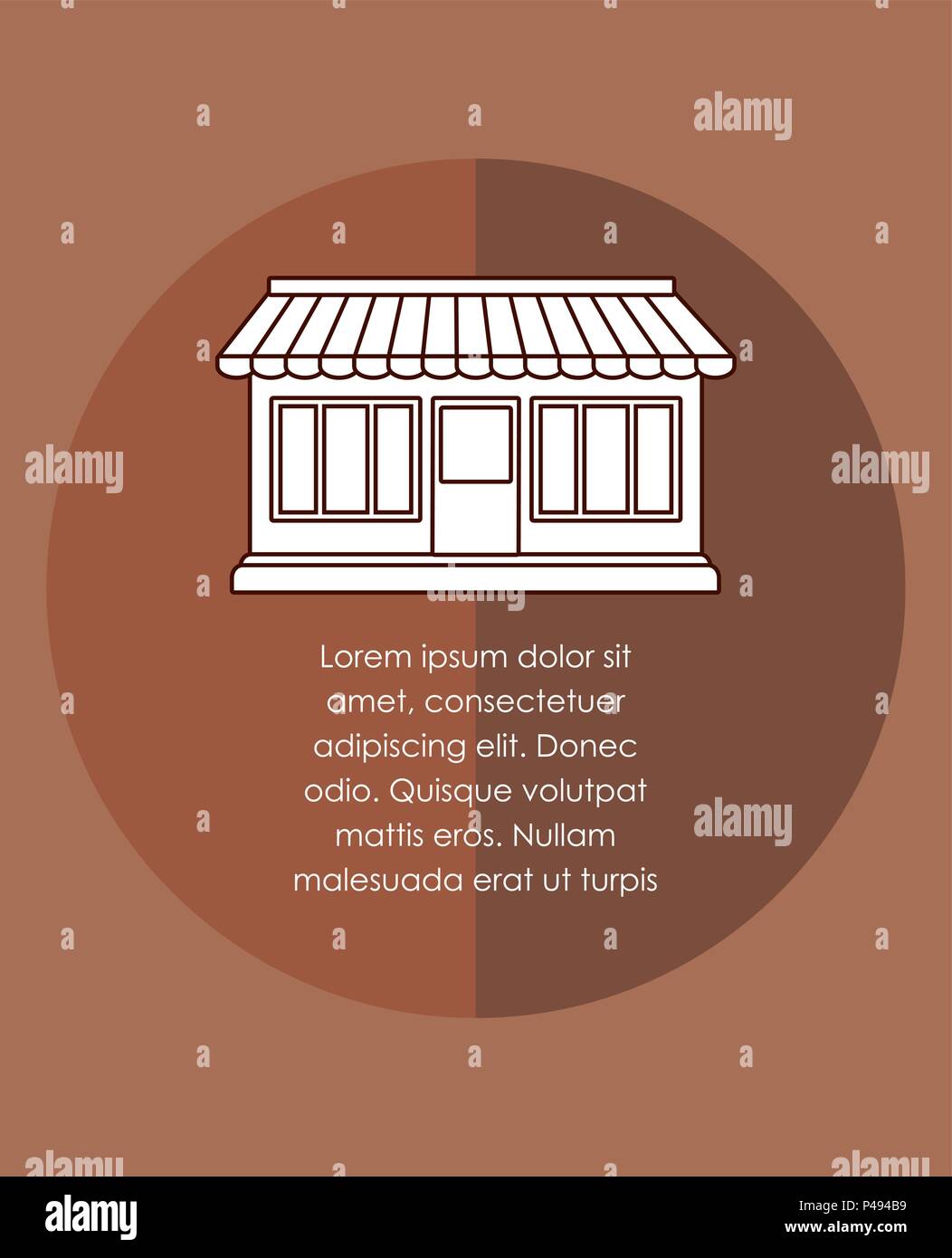 Infographic of urban city concept with store icon over brown background ...