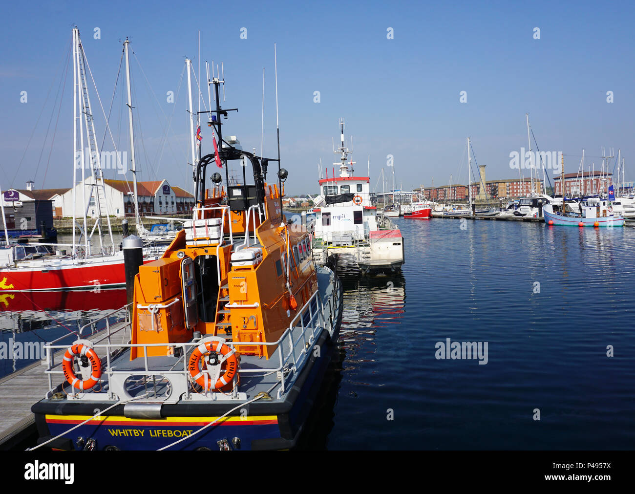 Whitby Lifeboat in Hartlepool marina Stock Photo - Alamy