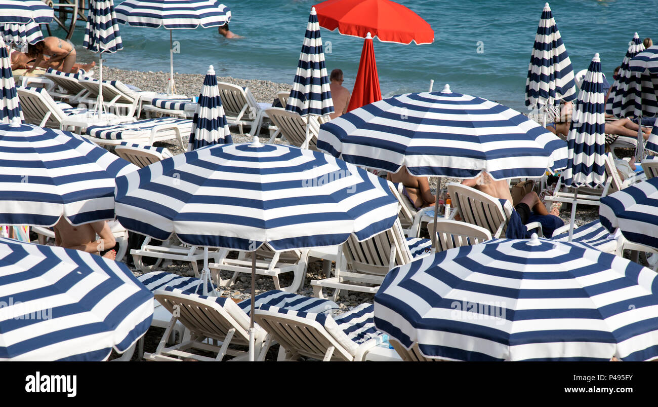 Sun Shades on Nice Beach France Stock Photo - Alamy