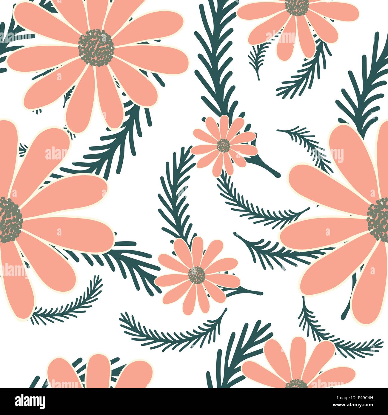 Bright summer background with camomiles flowers. Floral seamless ...