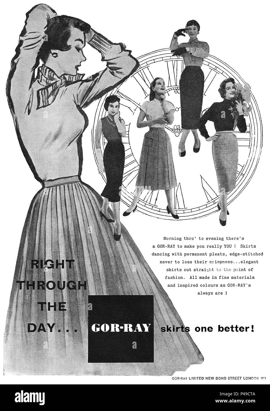 1955 British advertisement for Gor-Ray Skirts Stock Photo - Alamy