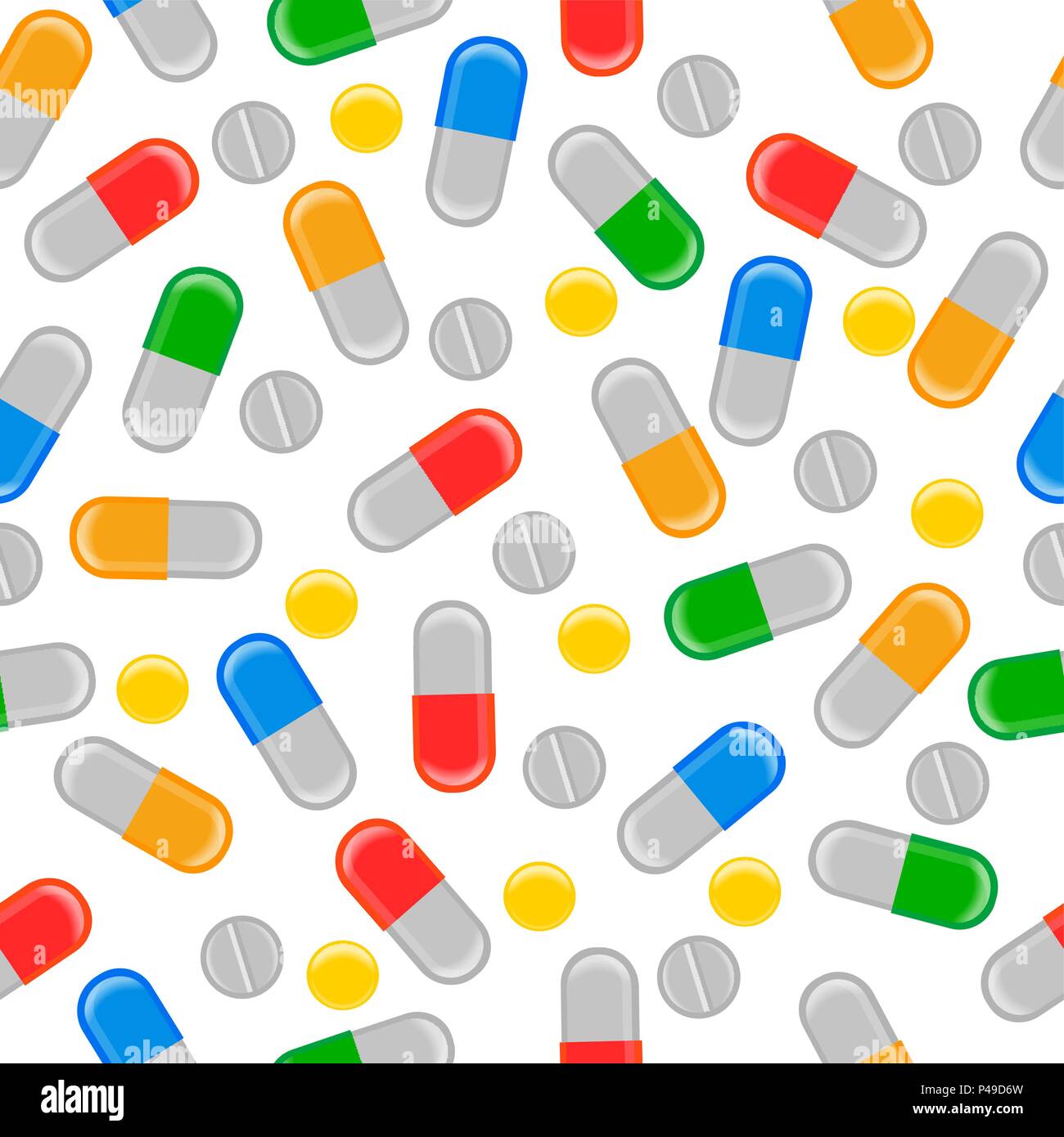 Vector pills and capsules in different colors, shapes and sizes ...