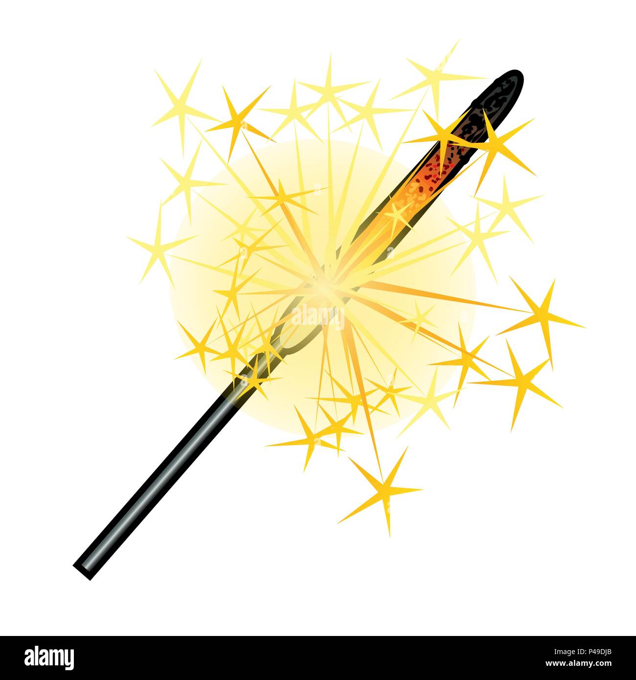 Burning sparkler isolated on white background. Sketch for greeting card ...