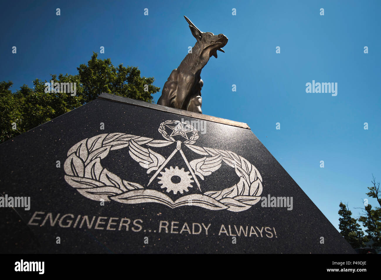 The 11th Civil Engineer Squadron statue sits outside the 11th CES ...