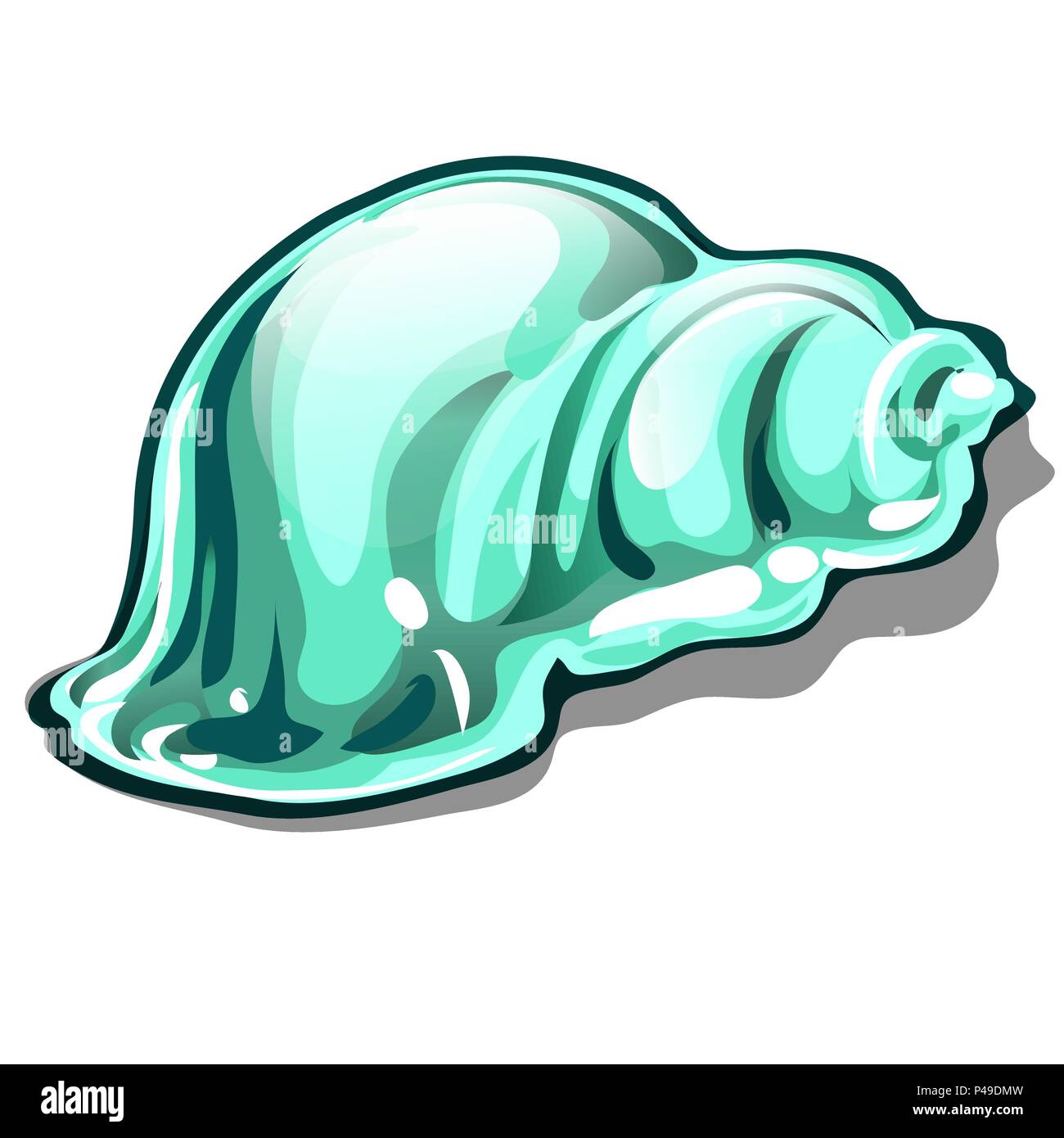 Sea shell turquoise color isolated on white background. Vector cartoon close-up illustration ...
