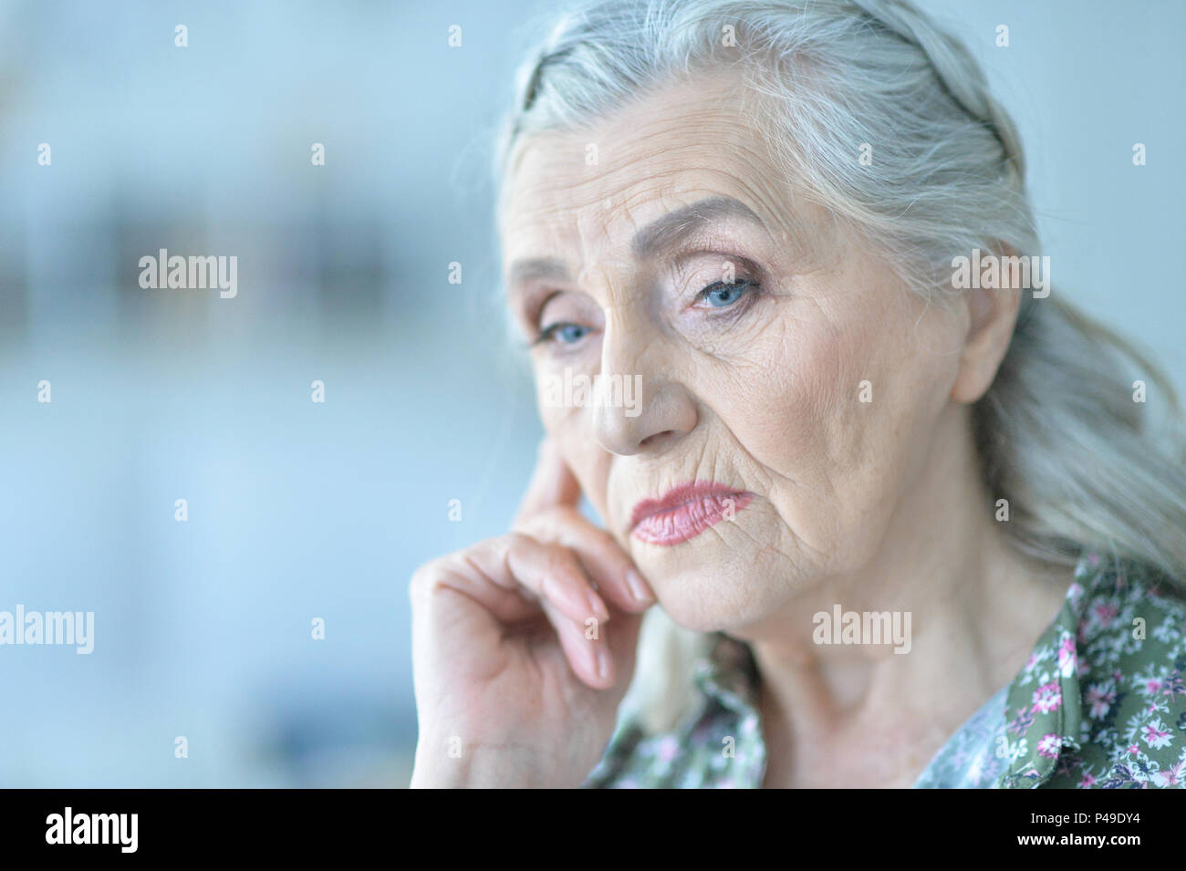 portrait of tired senior woman Stock Photo - Alamy