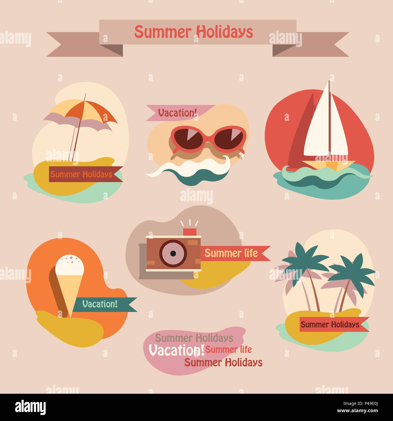 Set of summer elements Stock Vector Image & Art - Alamy
