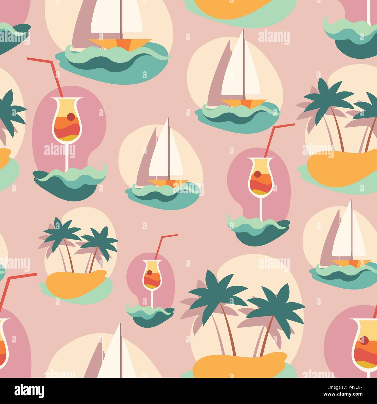 Seamless background pattern with summer elements Stock Vector Image ...
