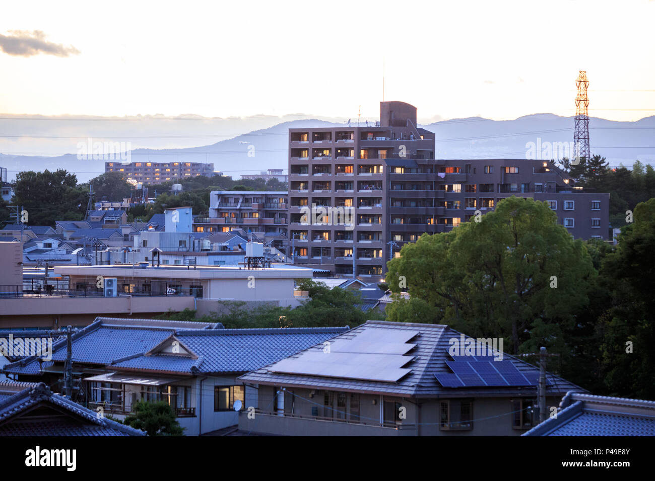 Rooftop solar panels on a Japanese home at sunset Stock Photo - Alamy