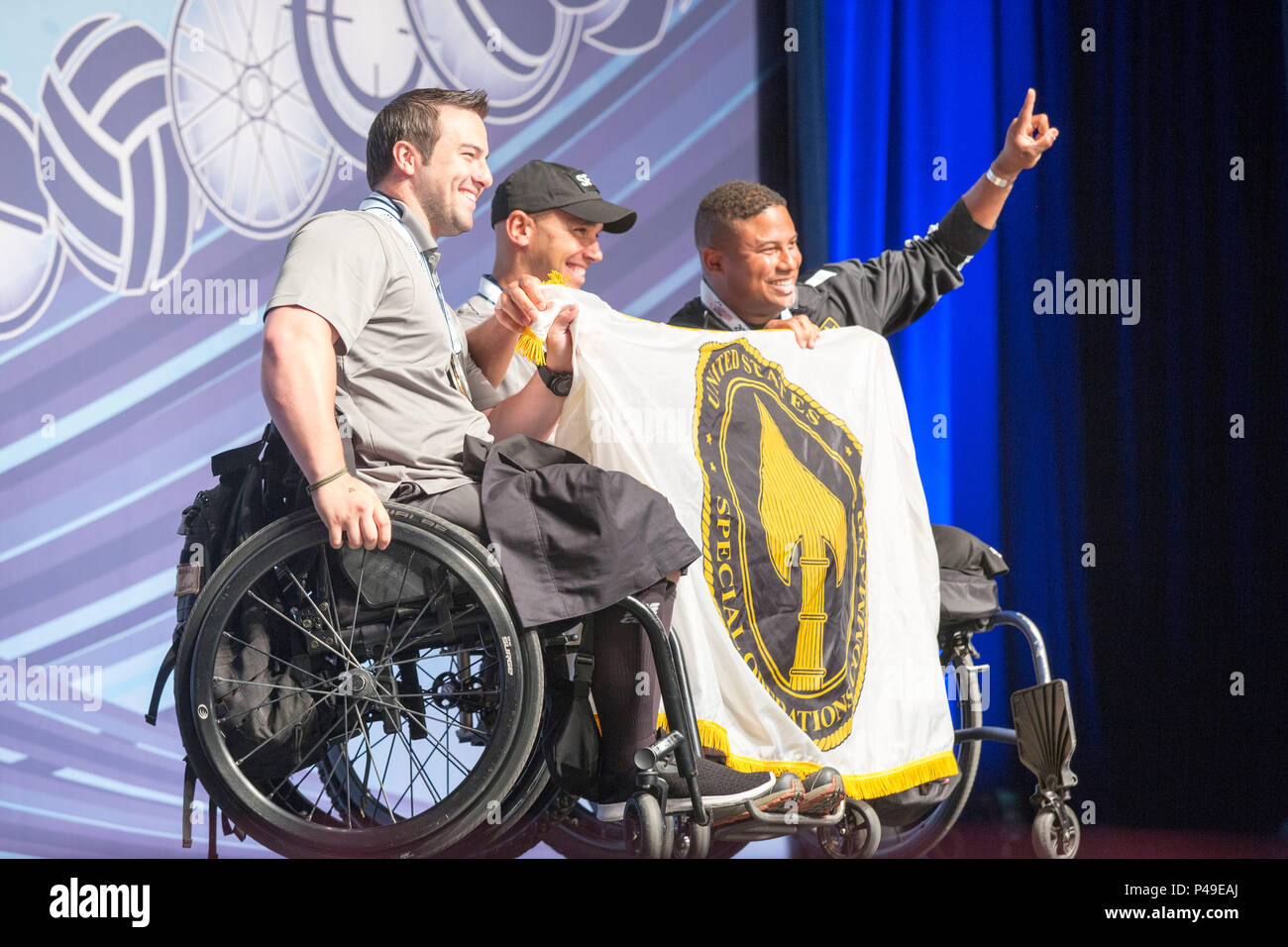 U.S. Army Veteran Sgt. Ryan Major, right, of Baltimore, Maryland, poses ...