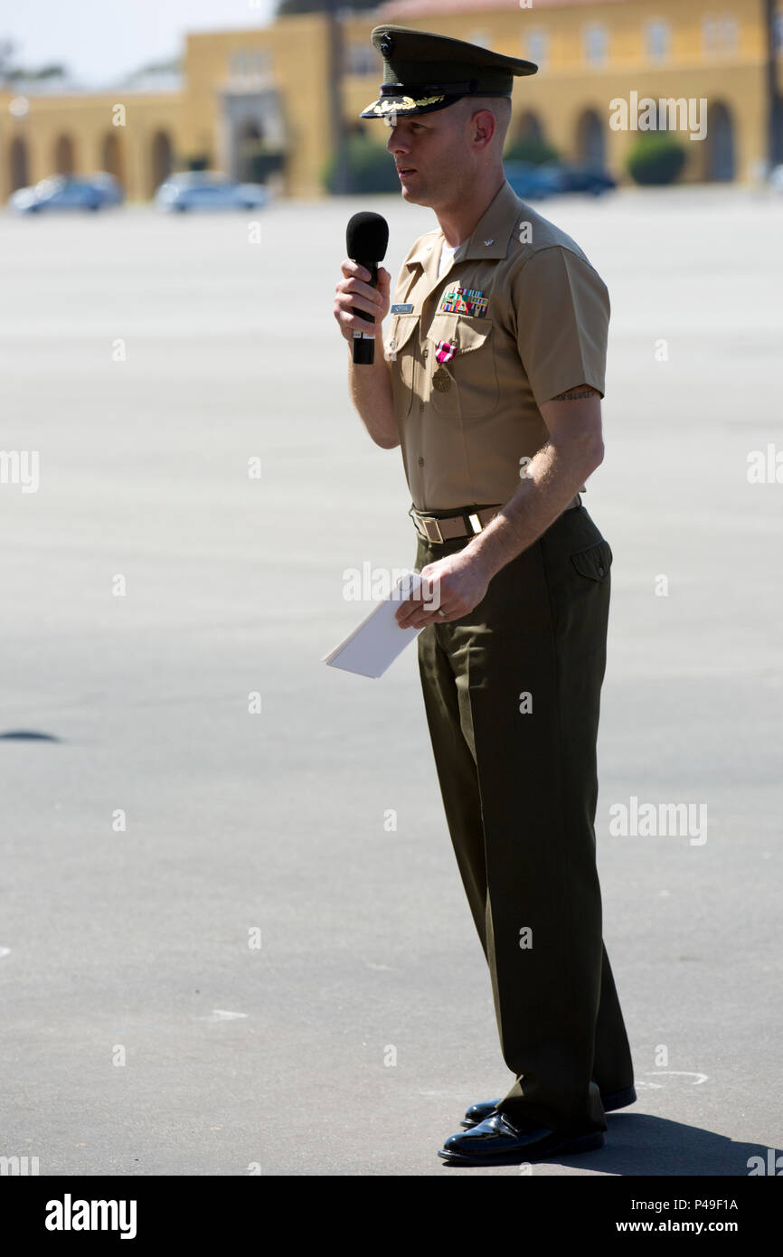 U.S. Marine Corps Lt. Col. Joel M. Hoffman, outgoing commanding officer ...