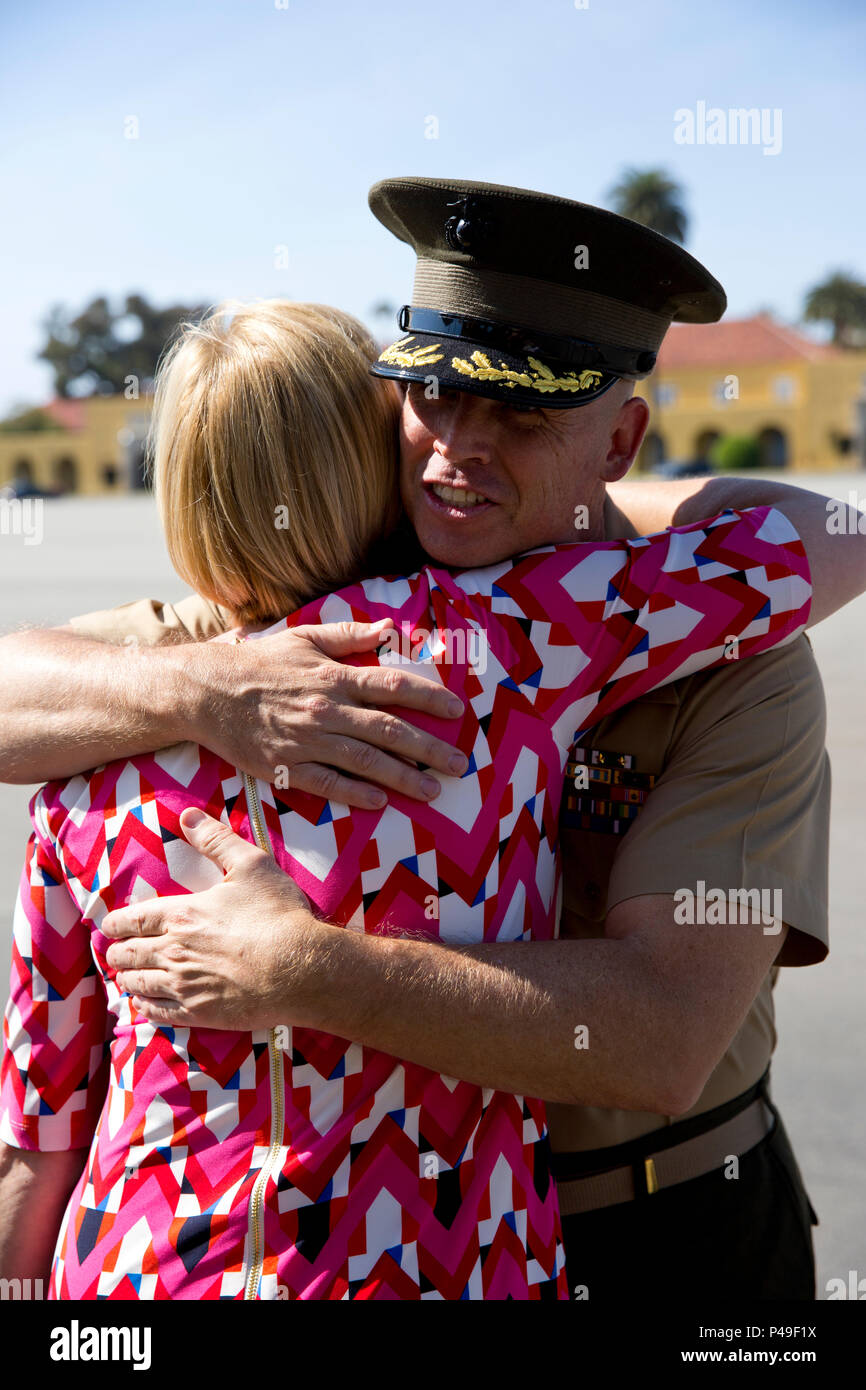 U.S. Marine Corps Lt. Col. Tracy A. Perry, incoming commanding officer ...