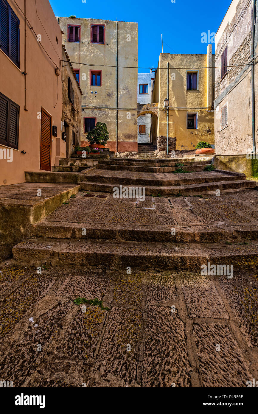 Italy Sardinia Anglona Castelsardo,historical center view Stock Photo ...