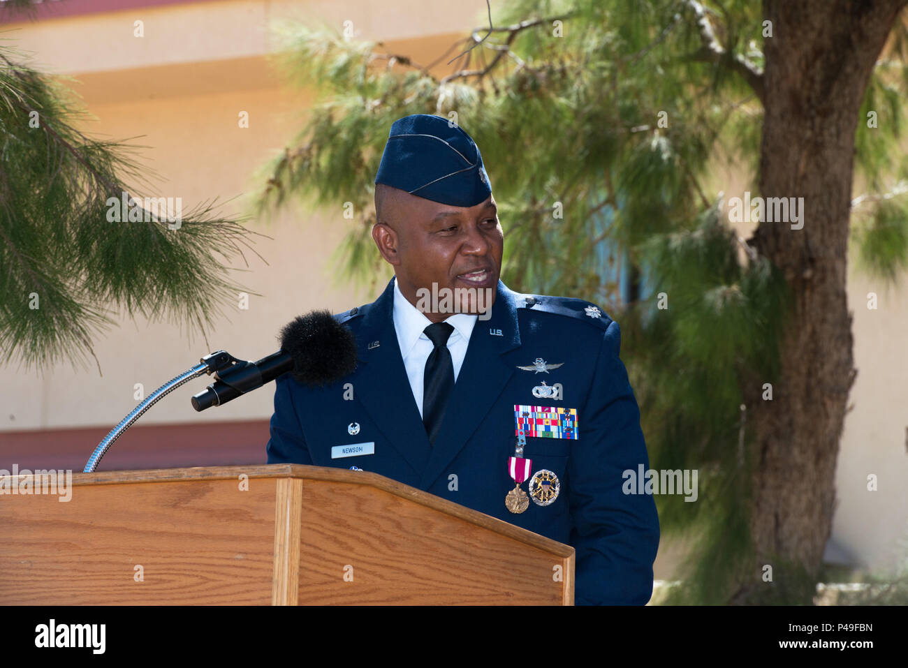 U.S. Air Force Lt. Col. Michael Newsom, outgoing Commander, 60th ...