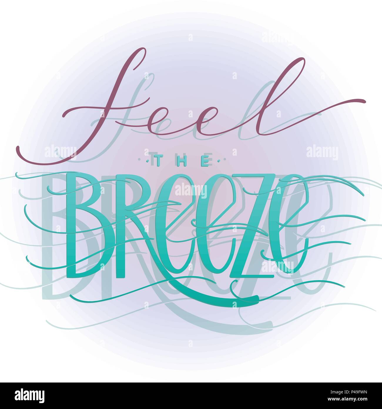 Feel the breeze lettering. Summer hand drawn text. Vector elements for ...