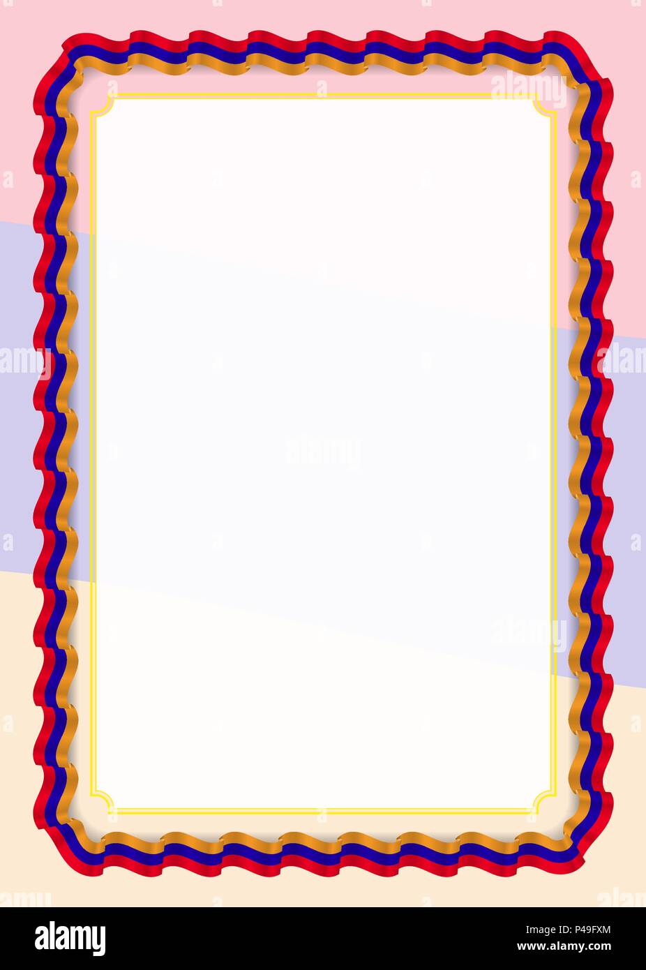 Frame and border of ribbon with Armenia flag, template elements for ...