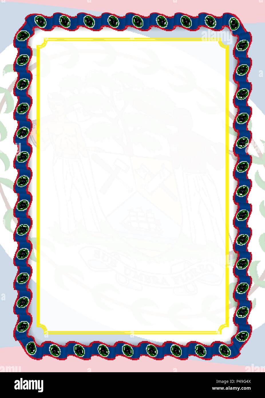 Frame and border of ribbon with Belize flag, template elements for your ...