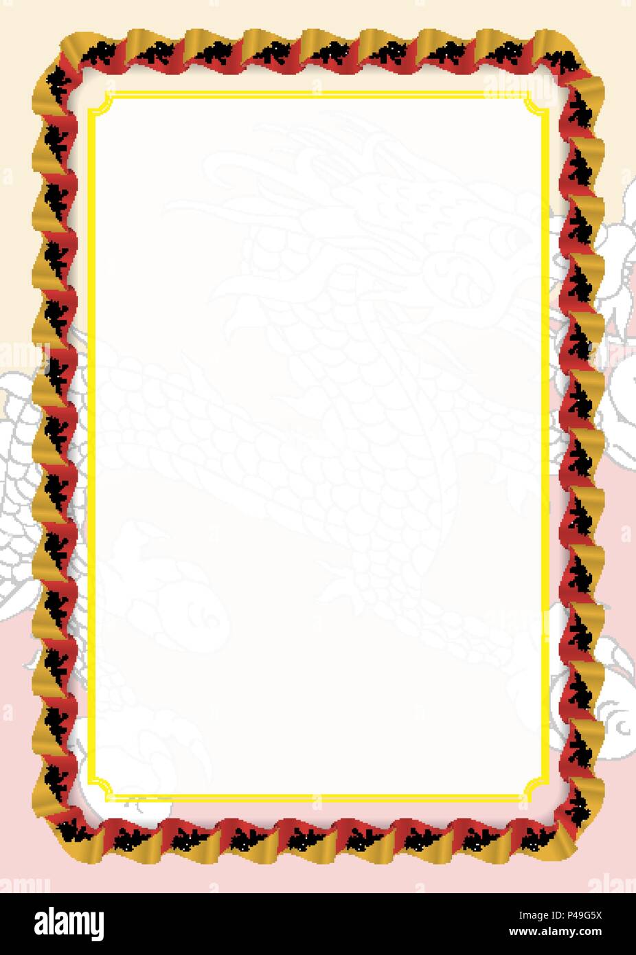 Frame and border of ribbon with Bhutan flag, template elements for your ...
