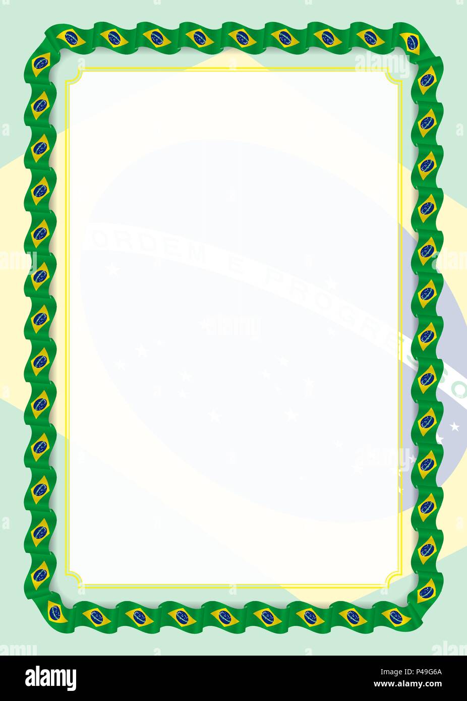 Frame and border of ribbon with Brazil flag, template elements for your ...