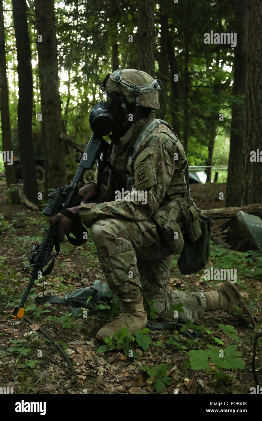 U.S. Army Pfc. Dante Little of 504th Infantry Regiment, 82nd Airborne ...