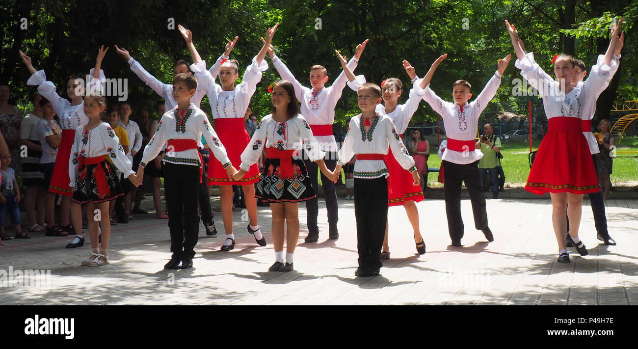 Children, from Special School Number 12, conduct a traditional Moldovan ...