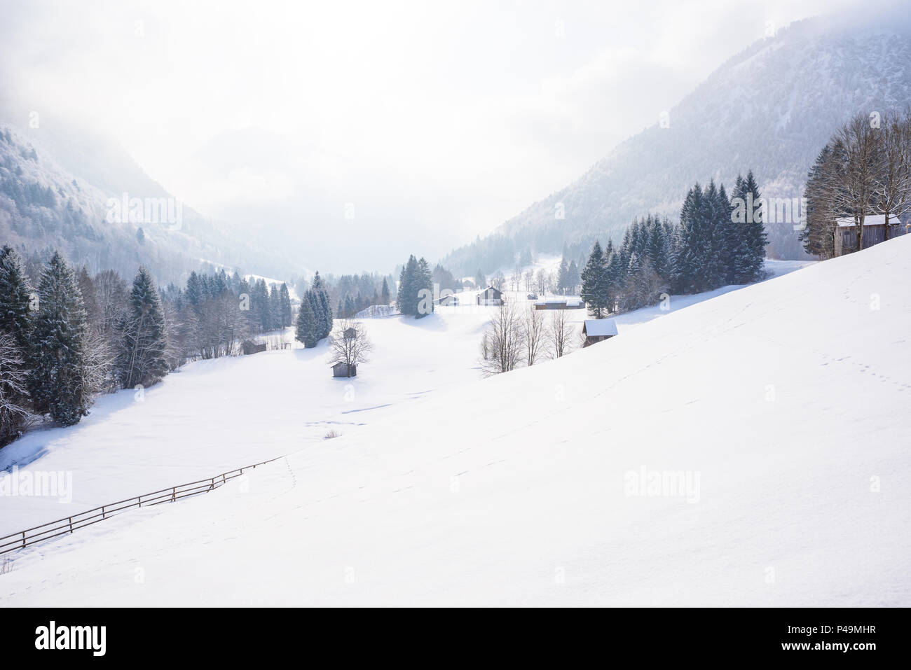 Beautiful winter scenery in the german alps at Oberstdorf, Allgaeu ...