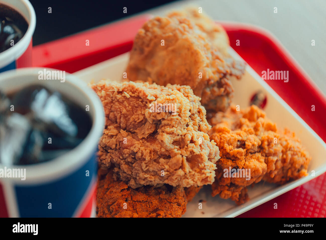fried chicken with cola junk food unhealthy fatty fast food Stock Photo ...