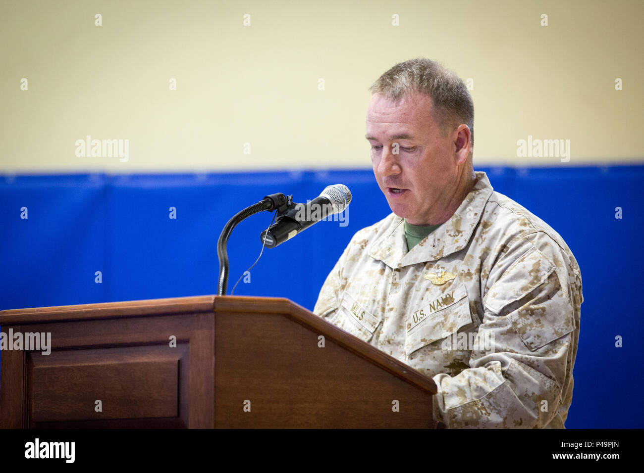 U.S. Navy Cdr. Steven Mills, chaplain of 5th Marine Expeditionary ...