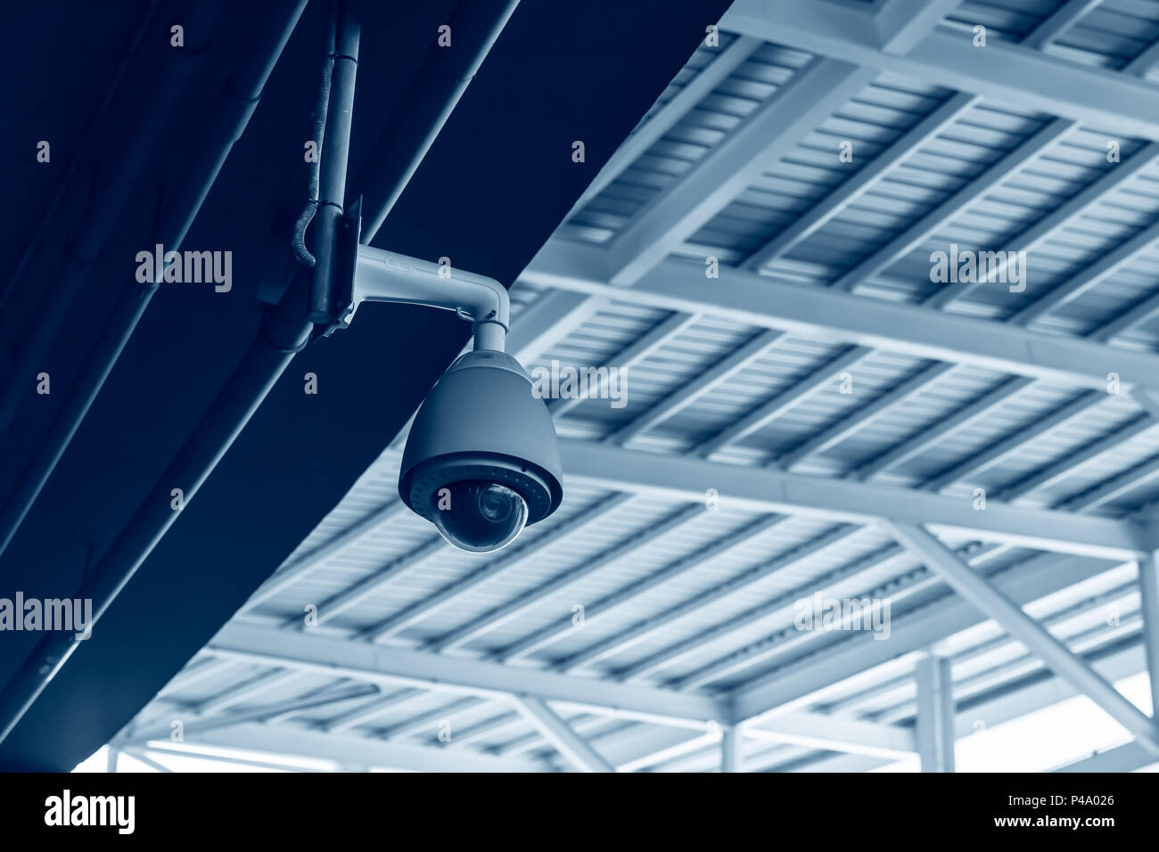 CCTV security camera in ceiling roof building dome outdoor cam Stock ...