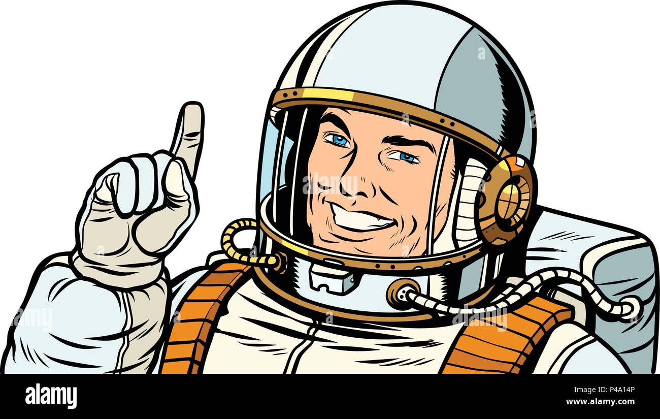 male astronaut pointing up, isolate on white background Stock Vector ...