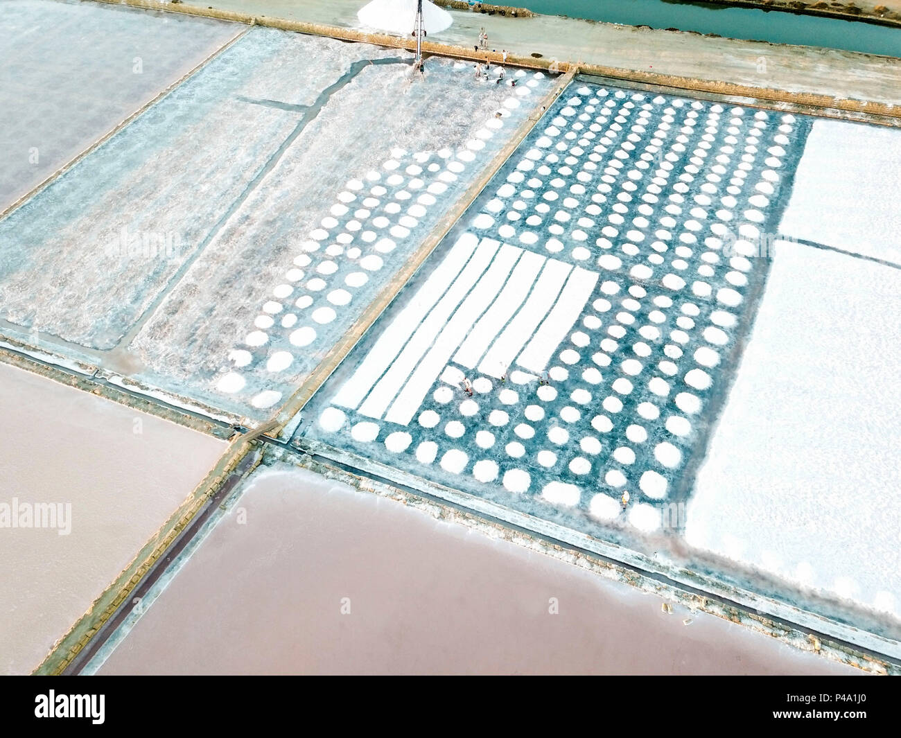 Aerial view of salt tanks, Saline dello Stagnone, Marsala, province of ...