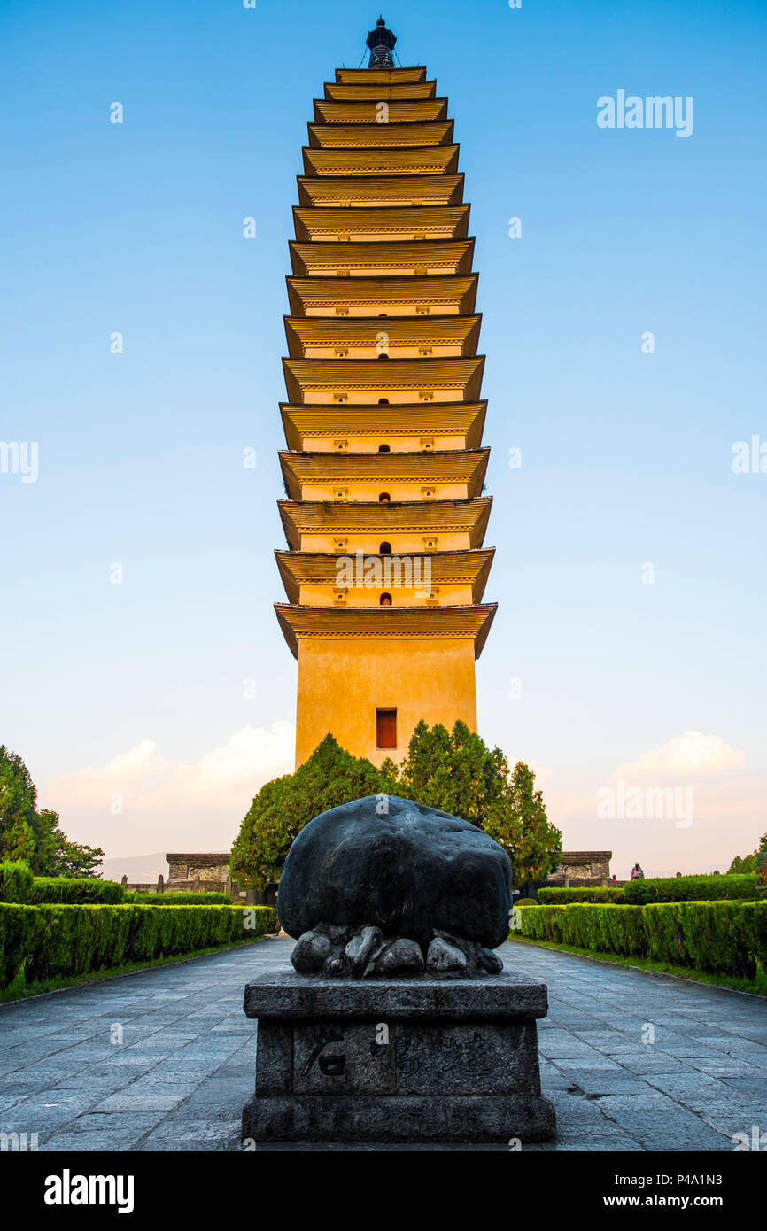 One of the three Pagodas of the Chongsheng Temple in old town of Dali ...