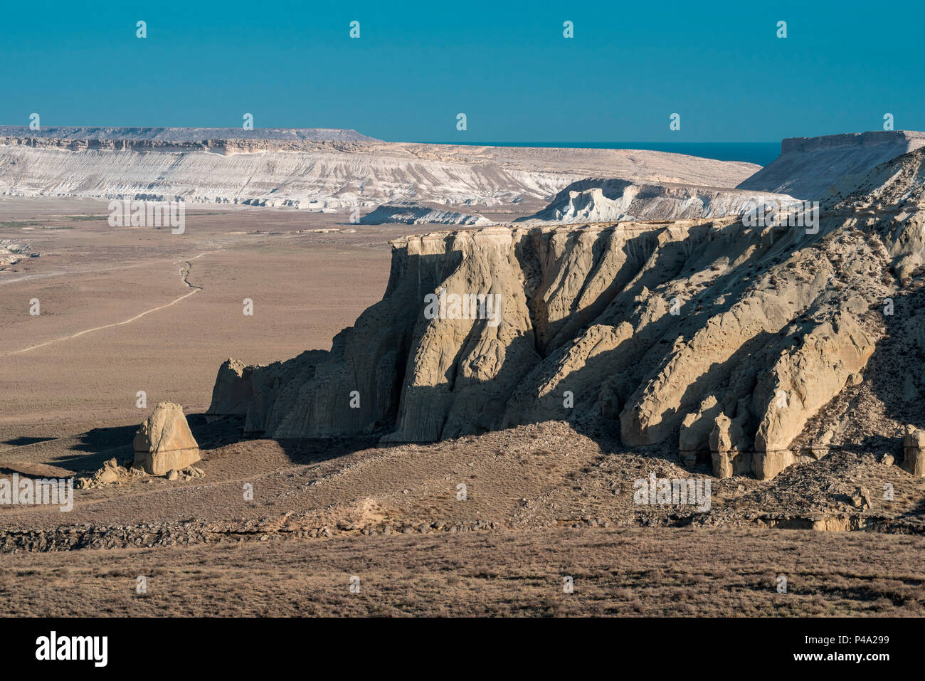 Rock formations at Caspian Depression desert, Aktau, Mangystau region ...