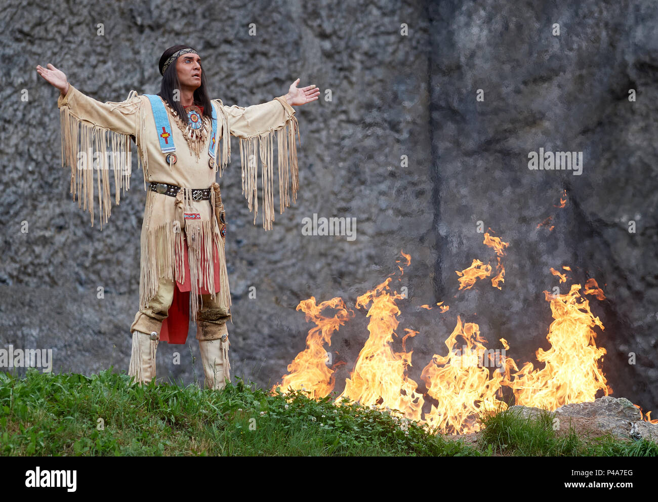 Lennestadt, Germany. 21st June, 2018. Jean-Marc Birkholz as 'Winnetou ...