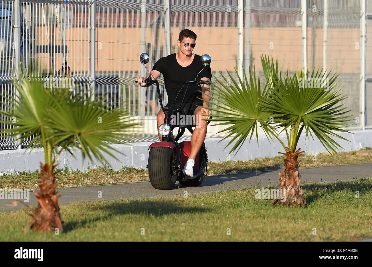 21 June 2018, Sochi, Russia - Soccer World Cup, German National Team: Mario Gomez arrives at the ...