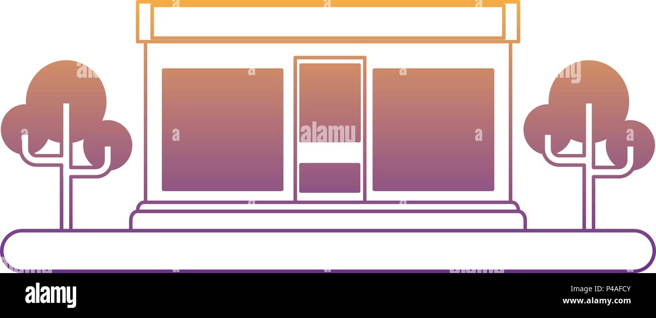 store and trees over white background, colorful design. vector ...